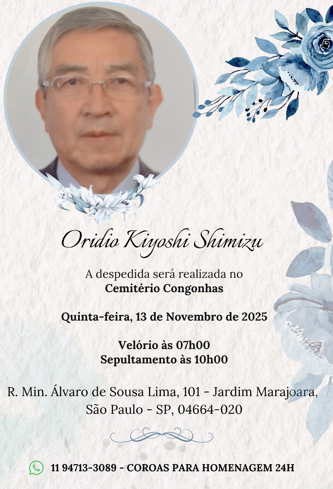 Falecimento de Orídio Kiyoshi Shimizu – Bunkyo